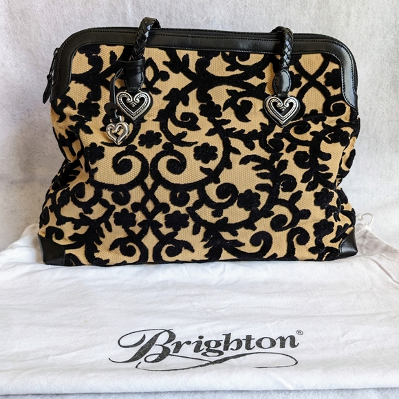 Brighton | Bags | Brighton Beige Black Felt Weekender Bag With Braided ...